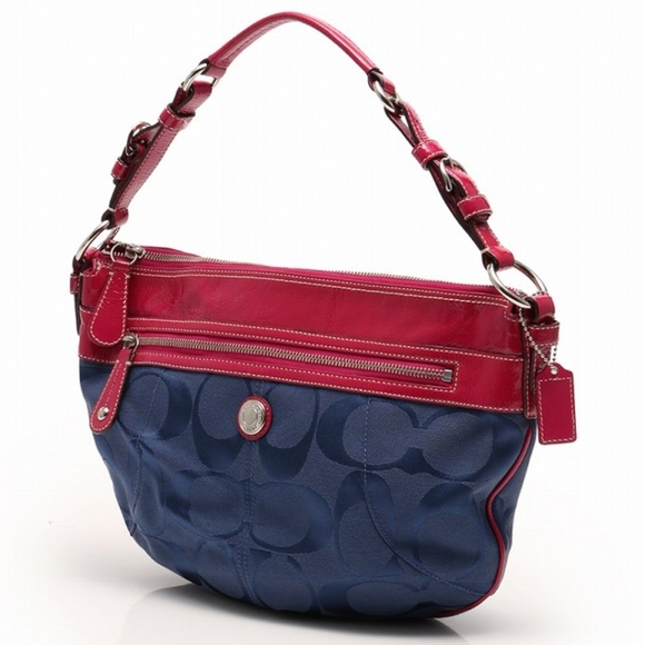 Coach | Bags | Coach Laura Signature Jaquard Hobo Shoulder Bag In Navy ...